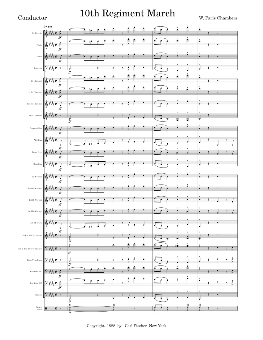 10th Regiment March – W. Paris Chambers Sheet Music for Trombone ...