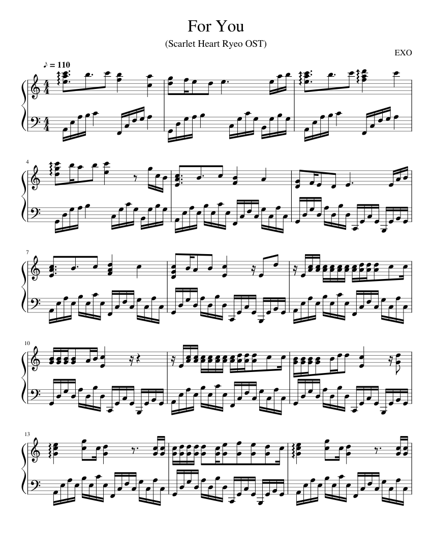 exo - for you (scarlet heart ryeo ost) Sheet music for Piano (Solo) | Musescore.com
