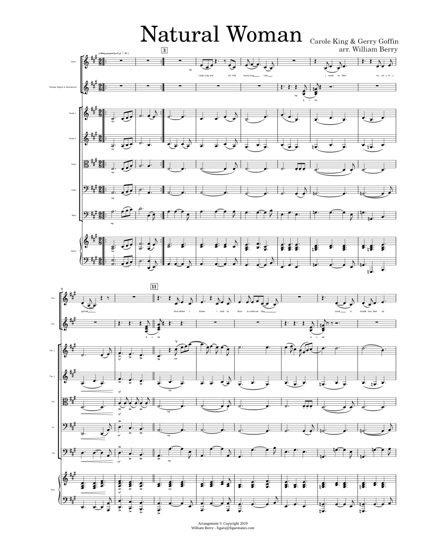 Natural Woman – Carole King/arr. William Berry Sheet music for Piano, Vocals, Bassoon ...