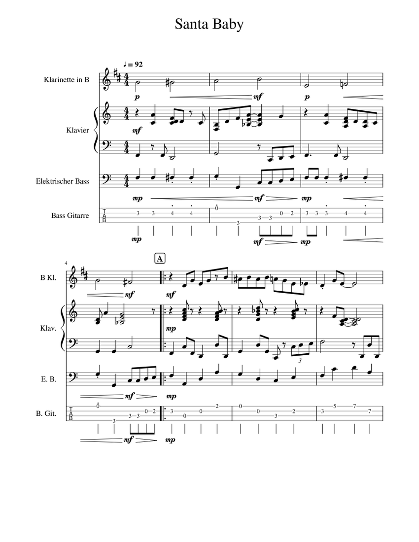 Santa Baby by Joan Javits Sheet music for Piano, Clarinet in b-flat ...