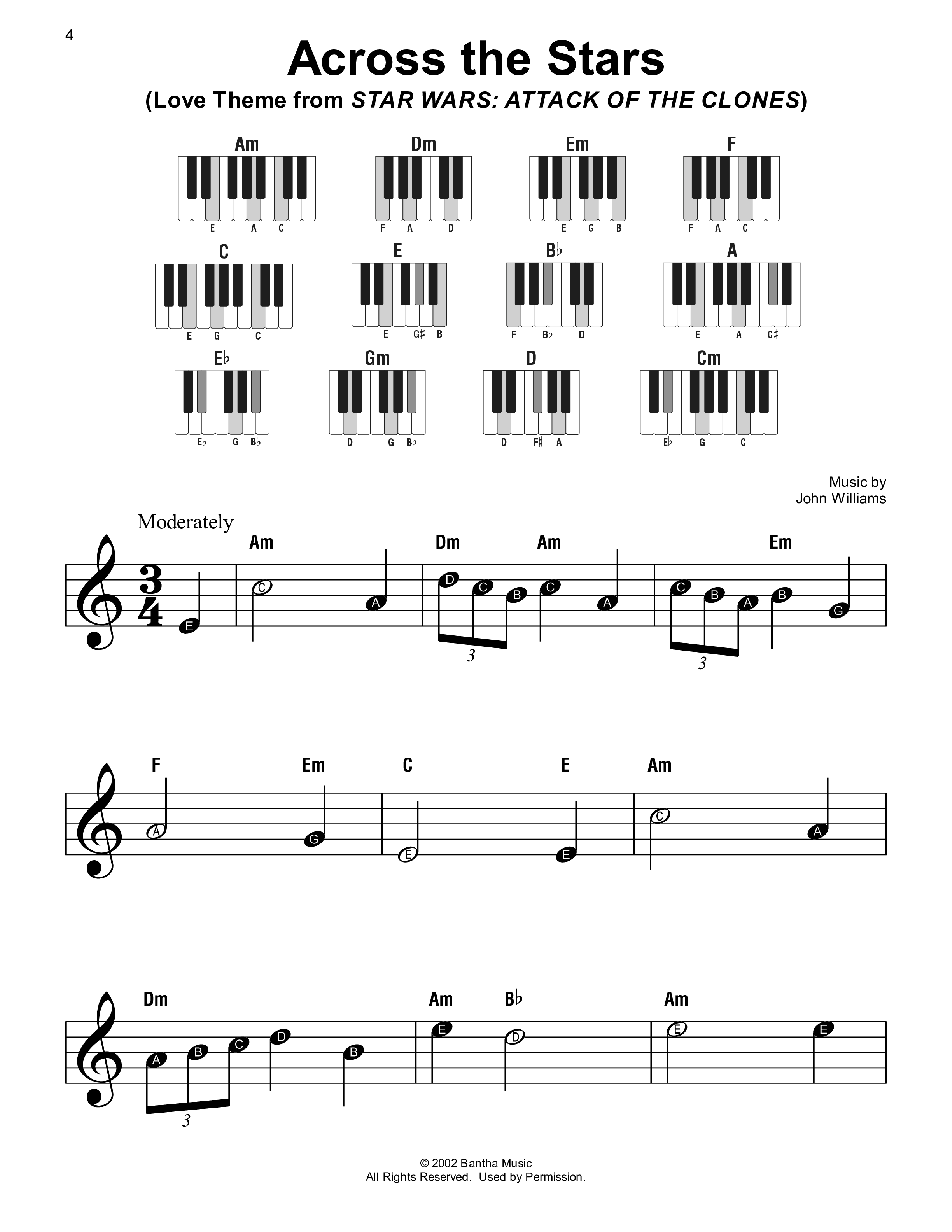 Play Official version of Across the stars Sheet Music by John Williams ...