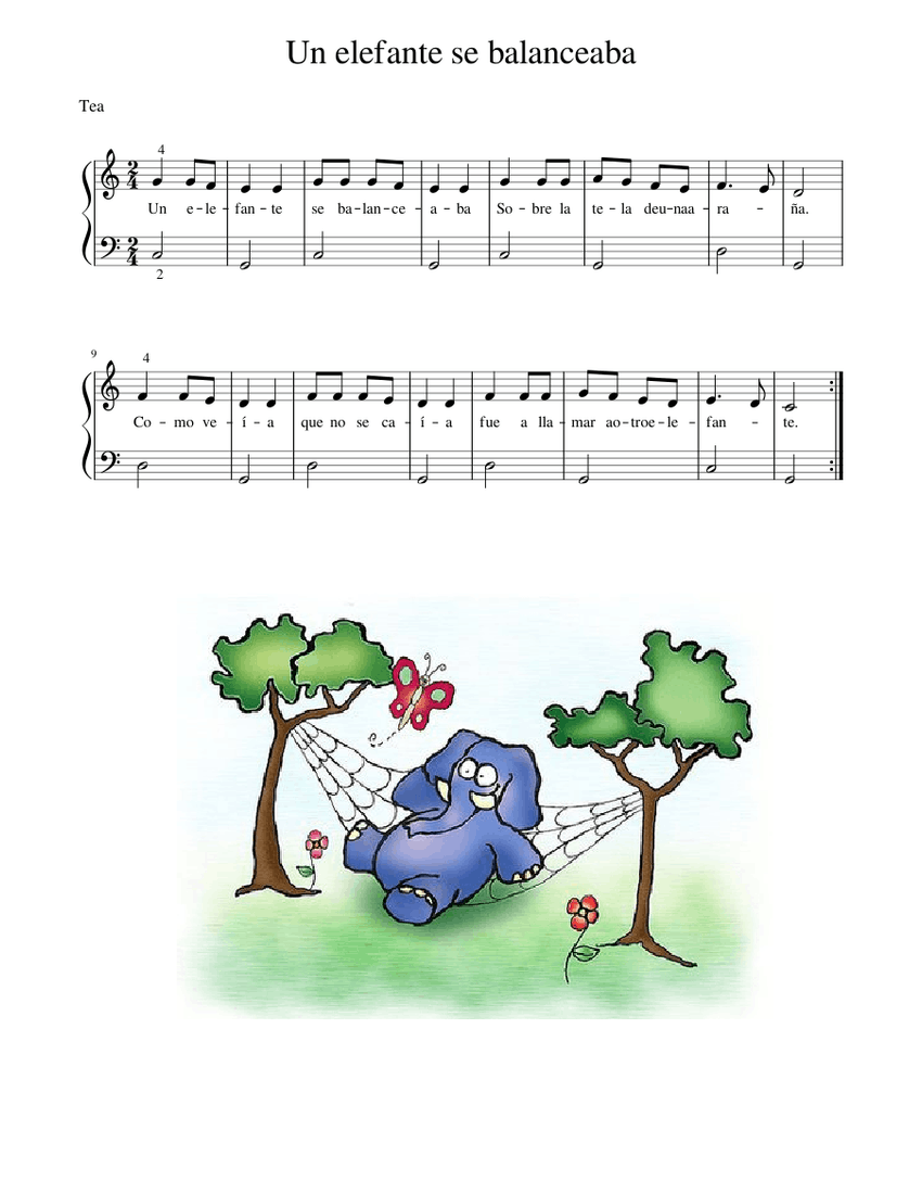 Un elefante se balanceaba Sheet music for Piano (Solo) Easy | Musescore.com