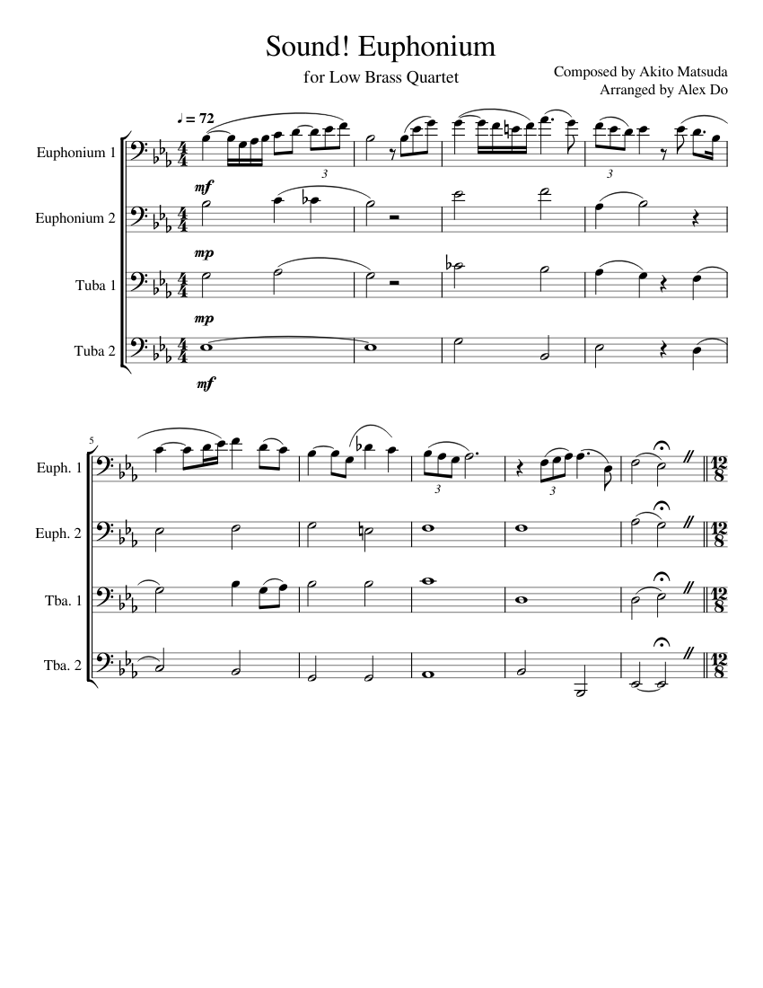 Sound! Euphonium - for Low Brass Quartet Sheet Music for Euphonium ...