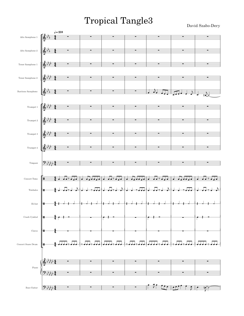 Tropical Tangle Sheet music for Piano, Saxophone alto, Saxophone tenor ...