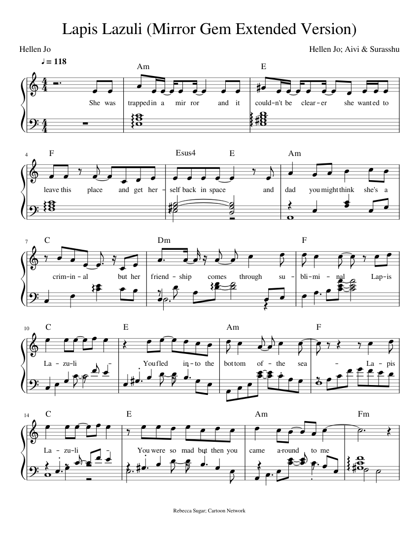 Lapis Lazuli (Extended Piano Version) Sheet Music for Piano (Solo) Easy ...