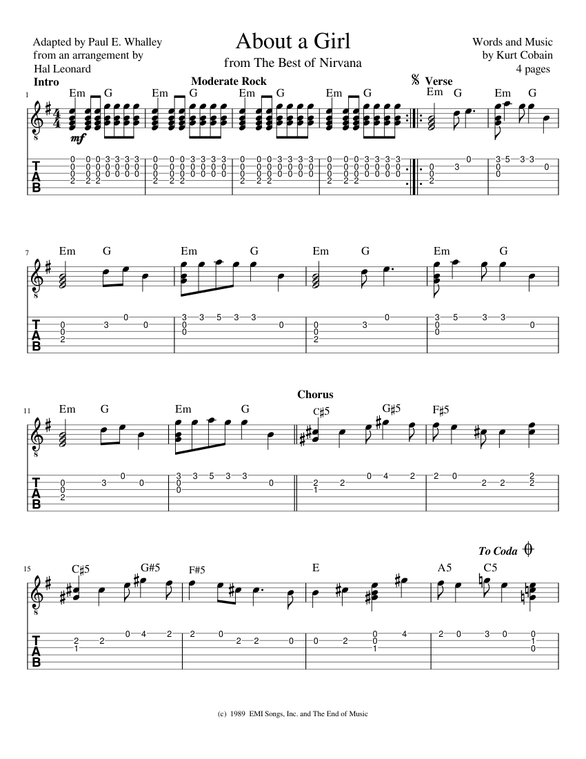 About a Girl Sheet music for Guitar (Solo) | Musescore.com