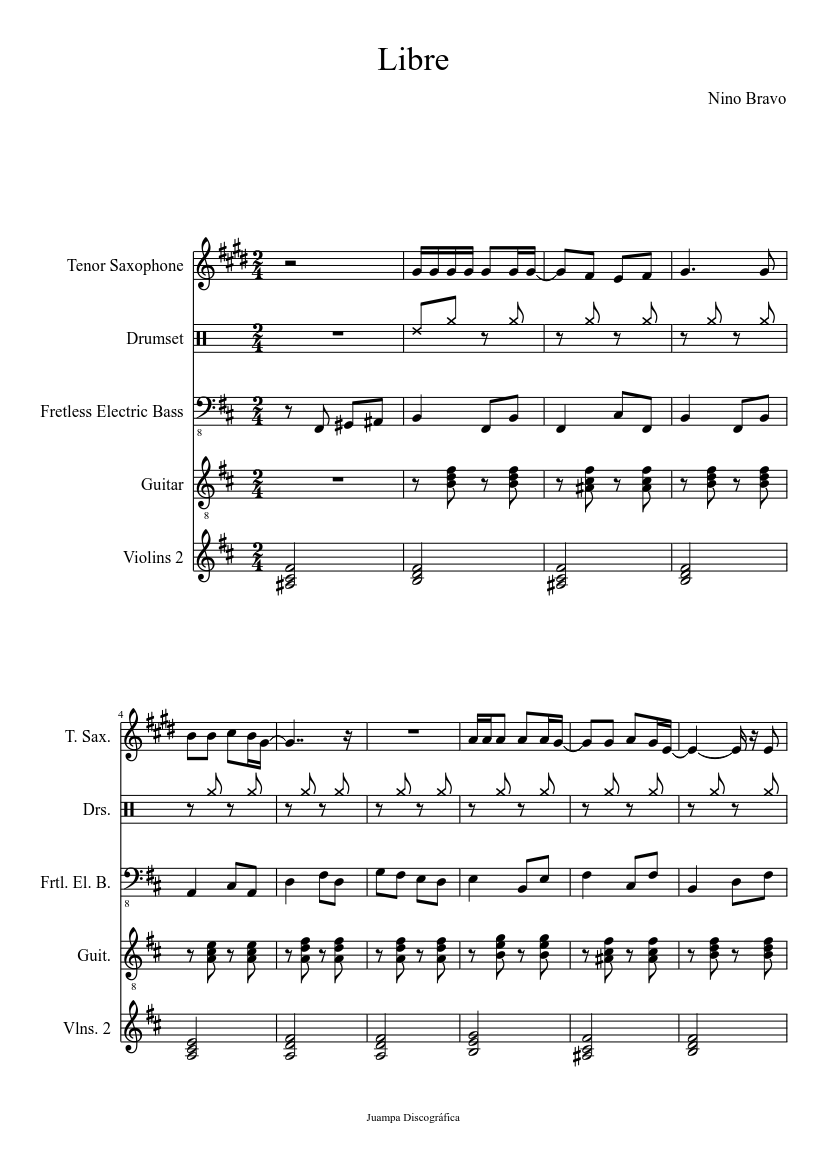 Libre, Nino Bravo Sheet Music for Guitar (Solo) | MuseScore.com