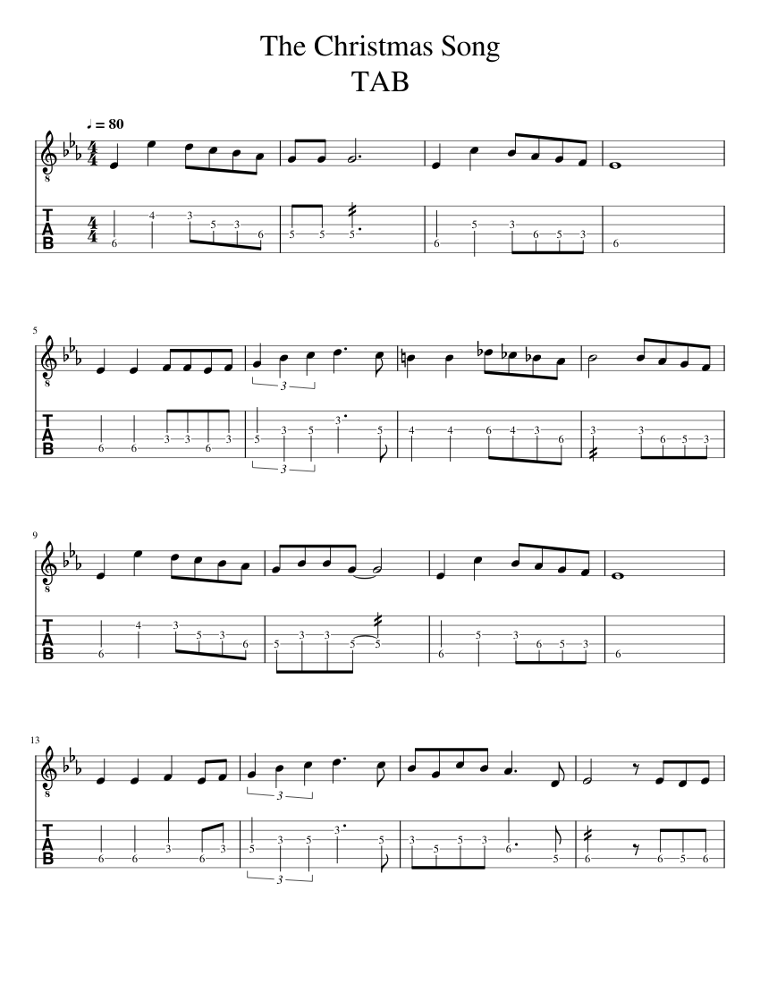 The Christmas Song - TAB Sheet music for Guitar (Solo) | Musescore.com