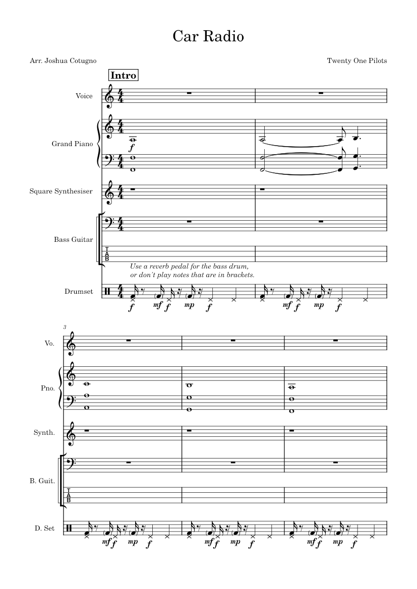 Car Radio Sheet music for Piano, Vocals, Bass guitar, Drum group & more ...
