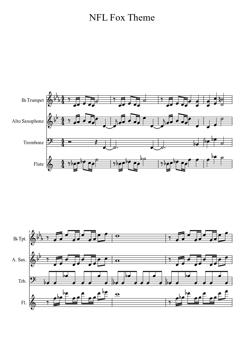 NFL Fox Theme Sheet music for Trombone, Flute, Trumpet other (Mixed ...