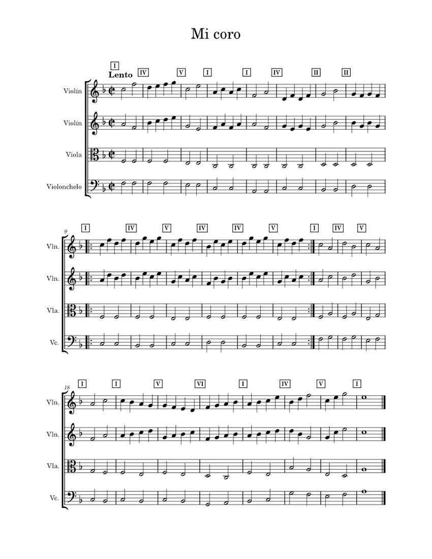 Mi_coro Sheet music for Violin, Viola, Cello (Choral) | Musescore.com