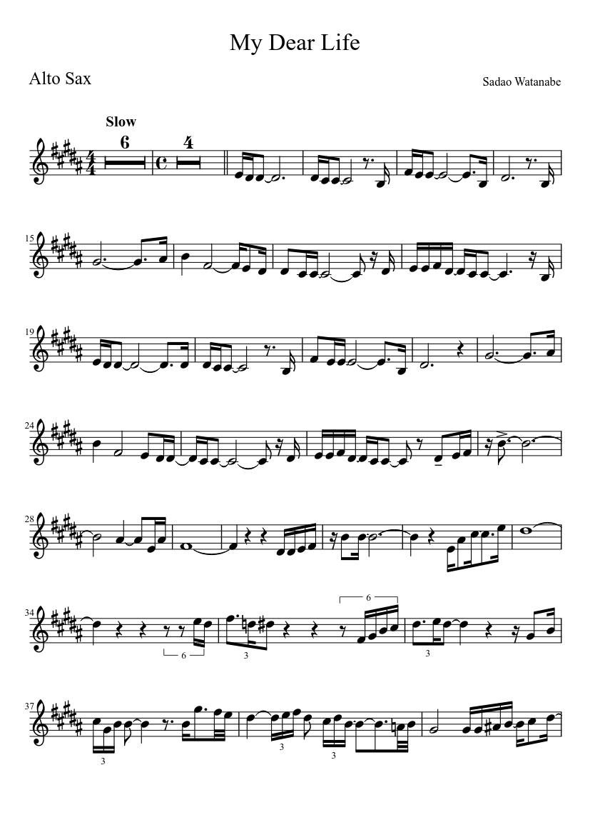My Dear Life Sheet music for Saxophone alto (Solo) | Musescore.com