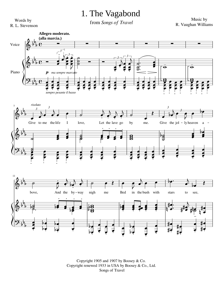 Songs Of Travel Sheet Music For Piano Vocals Piano Voice Musescore Songs Of Travel Sheet Music For Piano Vocals Piano Voice Musescore