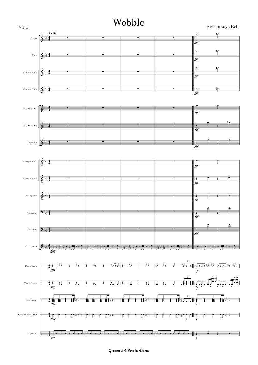 Wobble- V.I.C. Sheet Music for Trombone, Flute piccolo, Flute, Clarinet ...