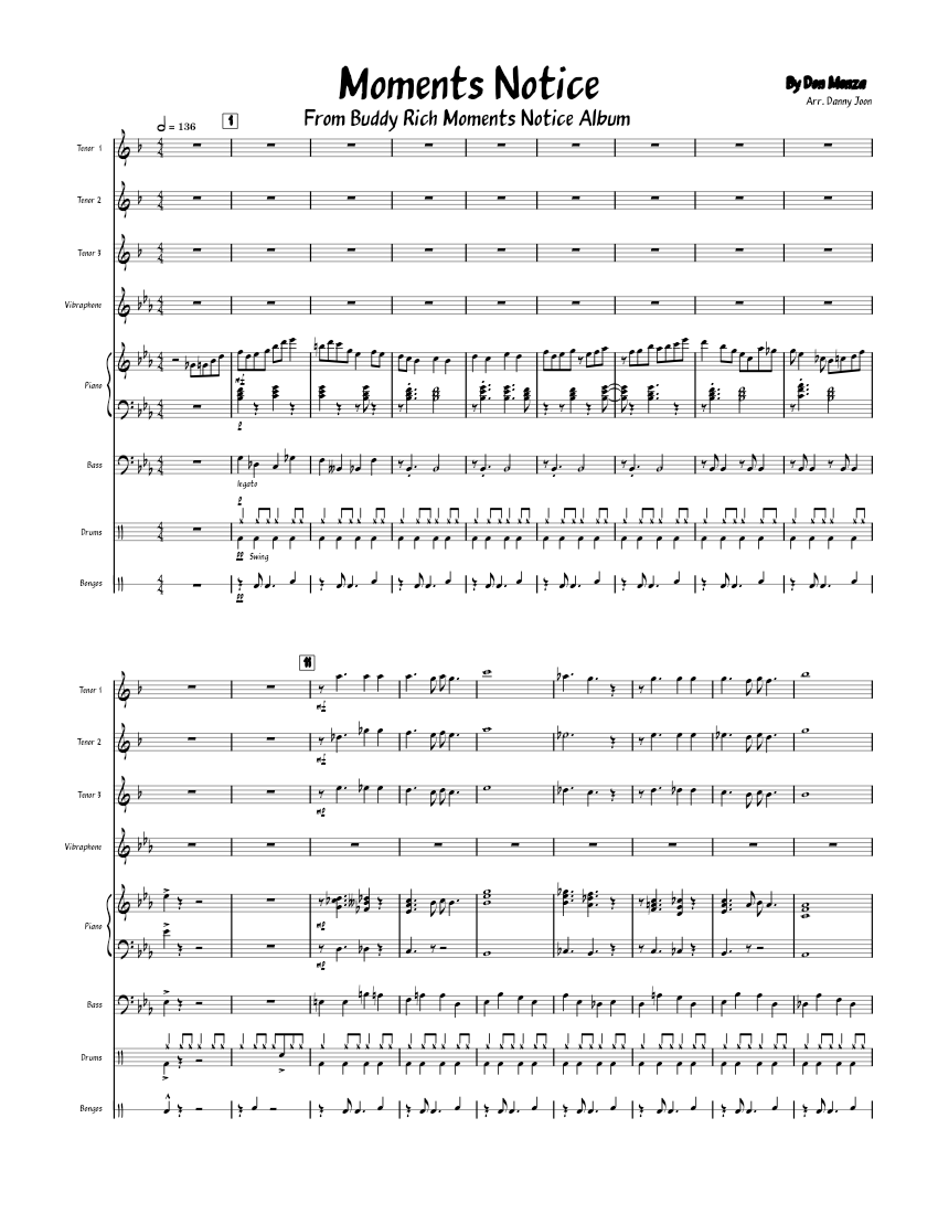 Moments Notice - Don Menza, Buddy Rich (Jazz Combo) Sheet music for ...