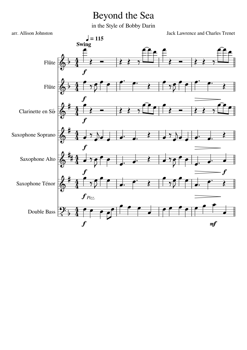La Mer Sheet music for Flute, Clarinet in b-flat, Saxophone alto ...