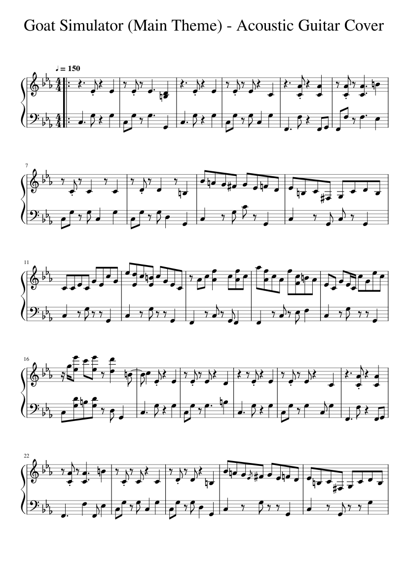 Goat Simulator - Main Theme (Piano) Sheet Music for Piano (Solo ...