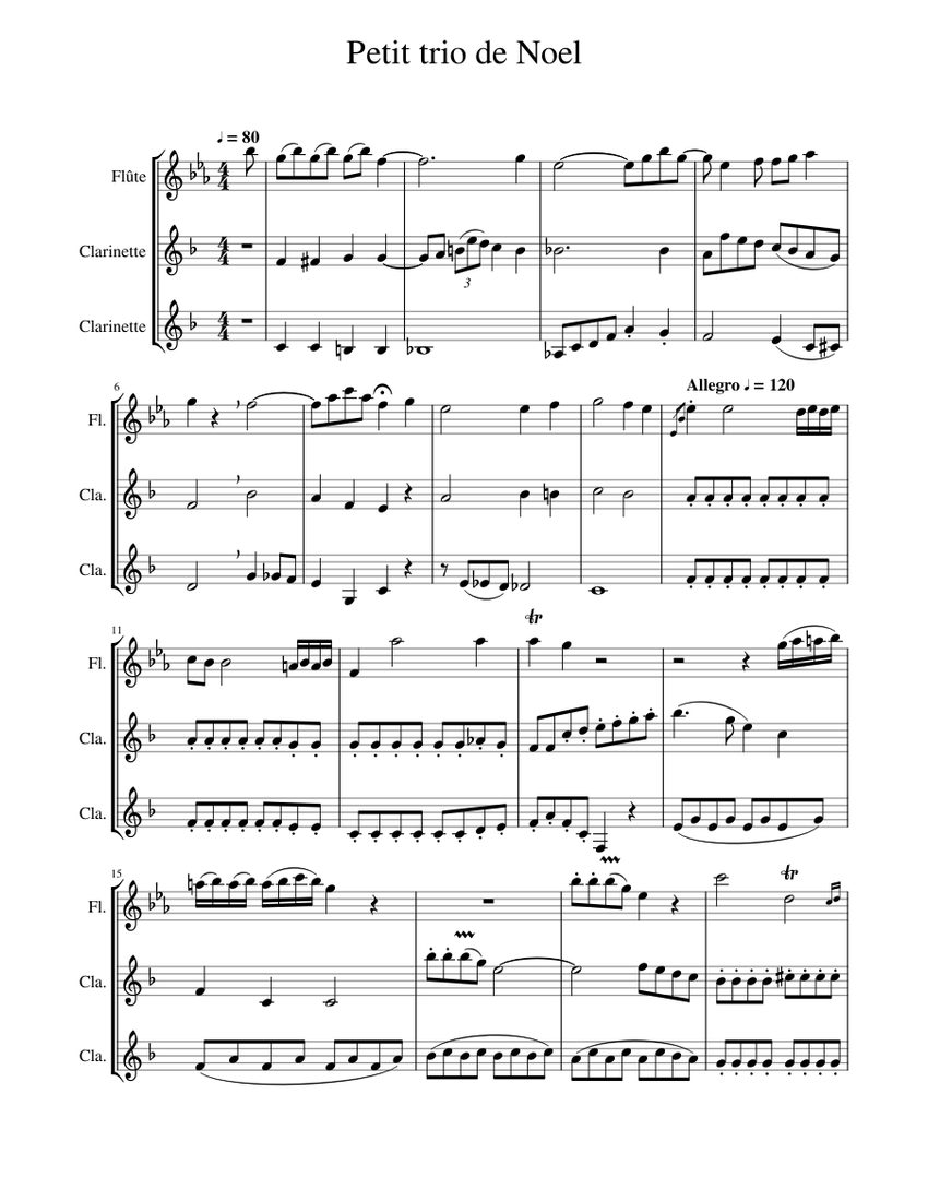 Small Christmas Trio Sheet music for Flute, Clarinet other (Mixed Trio ...