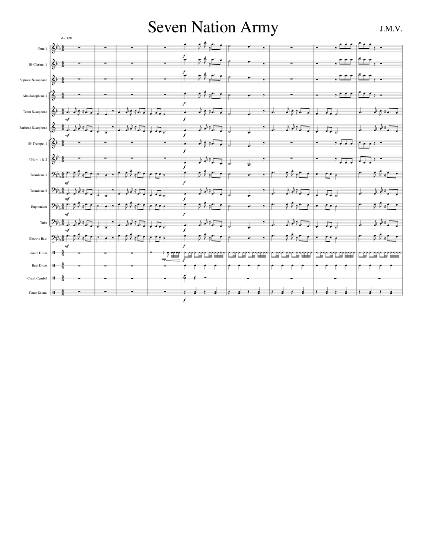 Seven Nation Army Sheet music for Trombone, Euphonium, Tuba, Flute ...