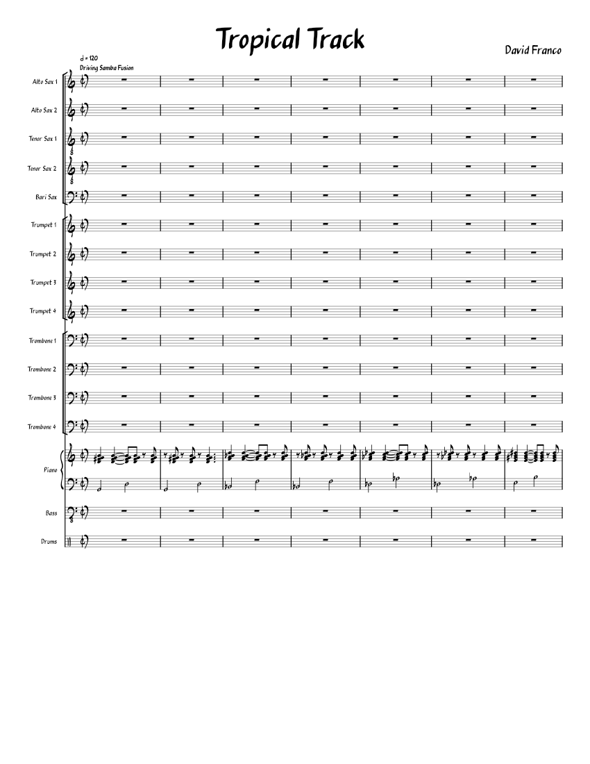 Tropical Track Sheet music for Piano, Trombone, Saxophone alto ...