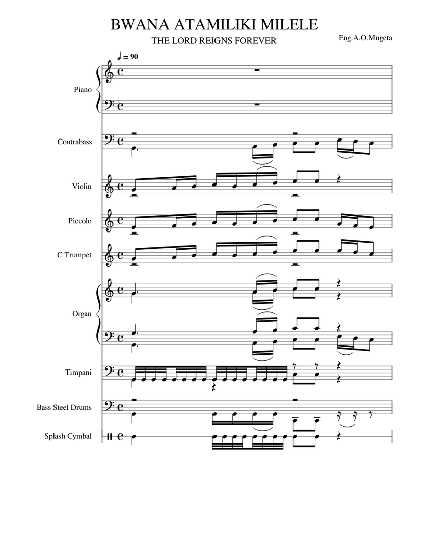 Bwana atamiliki milele/ Eng A.O.Mugeta Sheet music for Piano, Organ ...