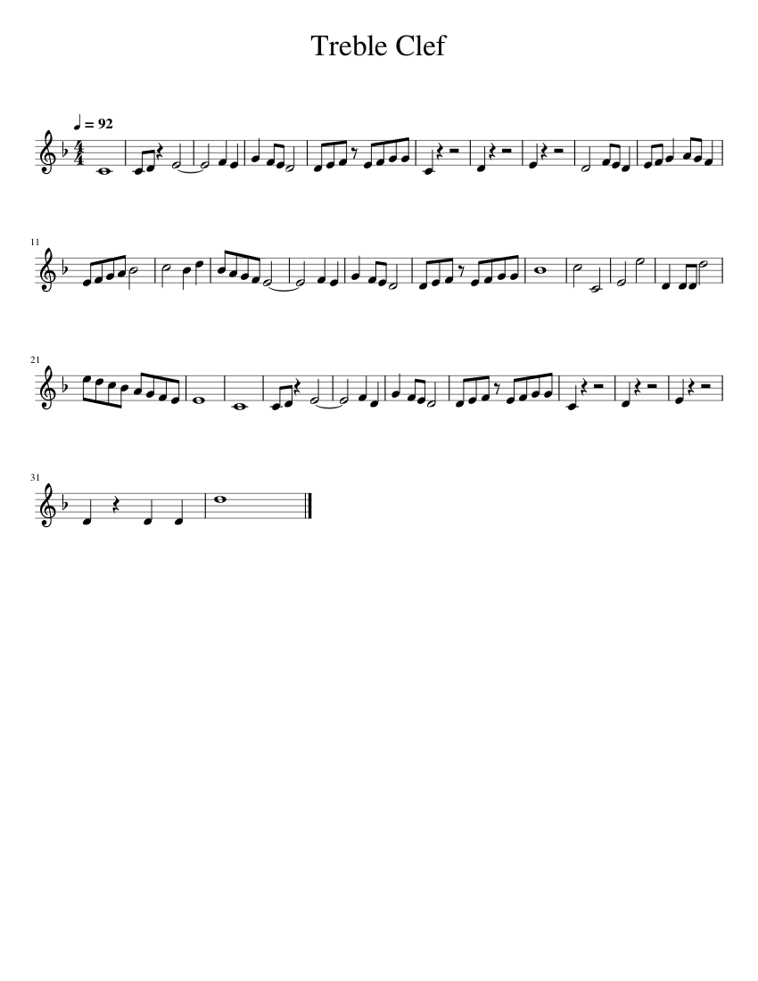 Treble_Clef Sheet Music for Piano (Solo) Easy | MuseScore.com