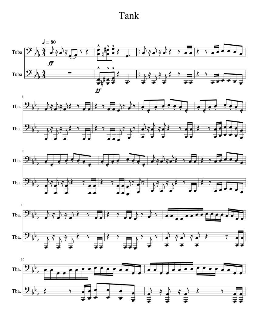 Tank Sheet music for Tuba (Brass Ensemble) | Musescore.com