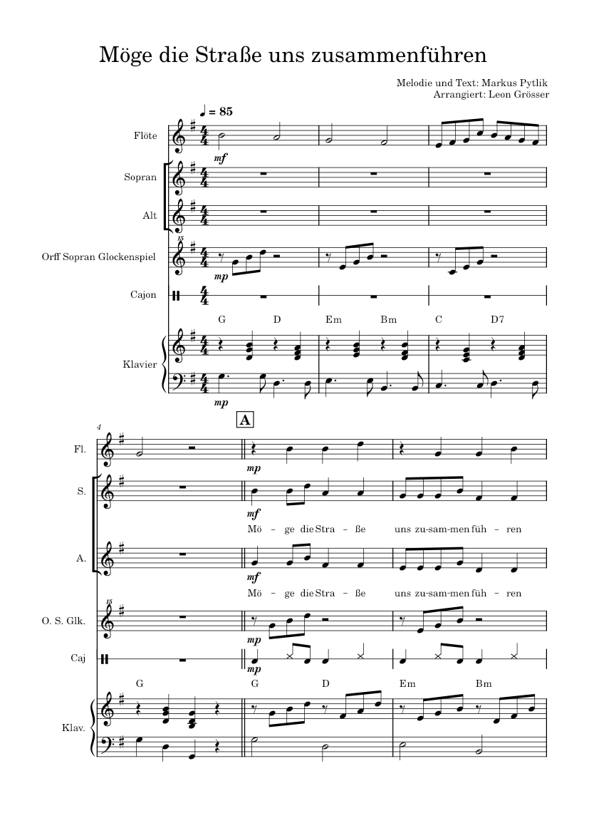 Möge die straße uns zusammenführen – Markus Pytlik Sheet music for Piano, Flute, Glockenspiel ...