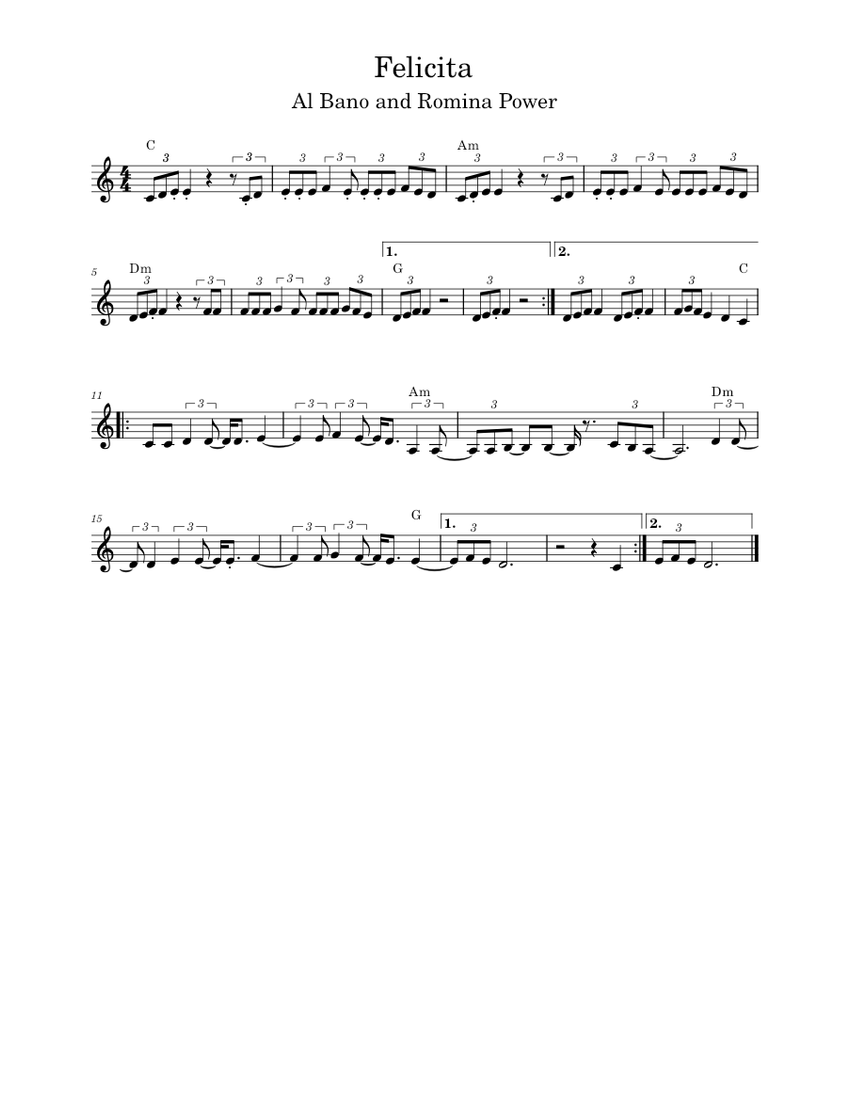 Felicita - Al Bano and Romina Power Sheet music for Piano (Solo ...
