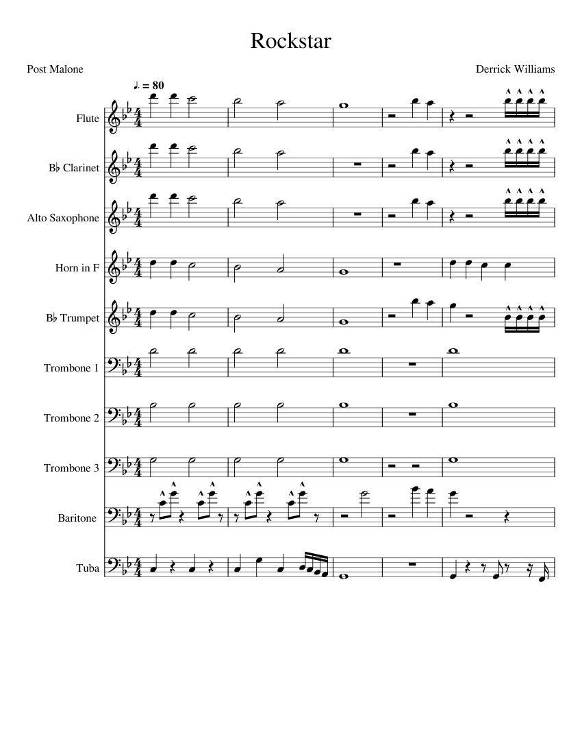 Rockstar Sheet music for Trombone, Euphonium, Tuba, Flute & more ...