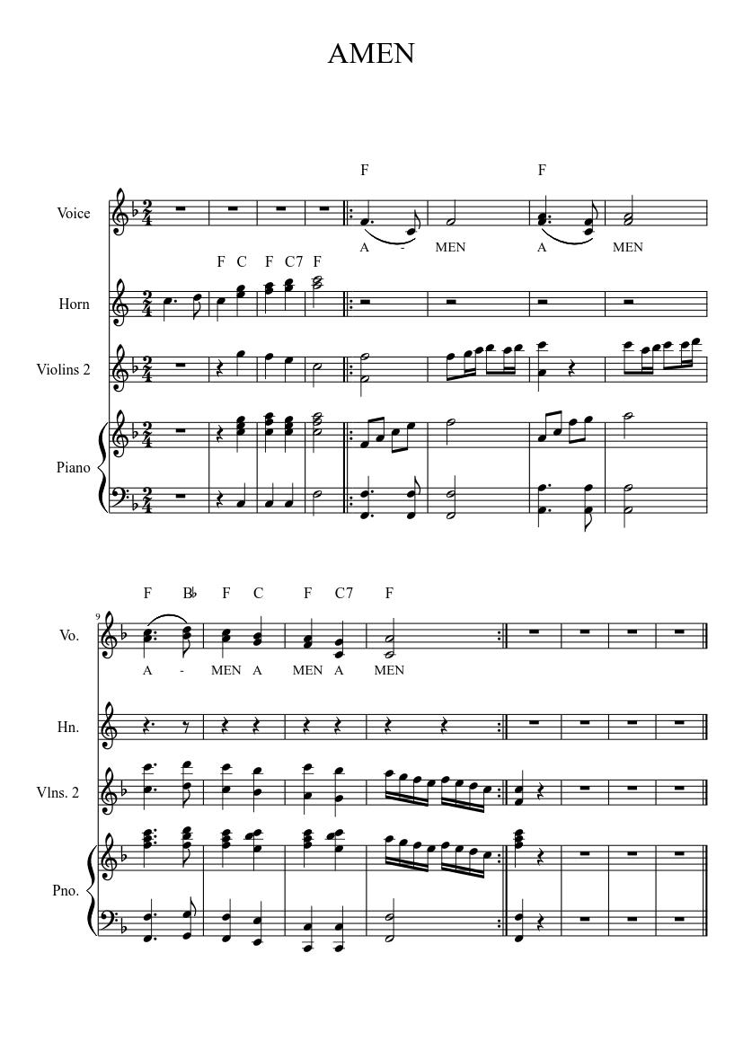 AMEN Sheet music for Piano, Voice (other) (Piano-Voice) | Musescore.com