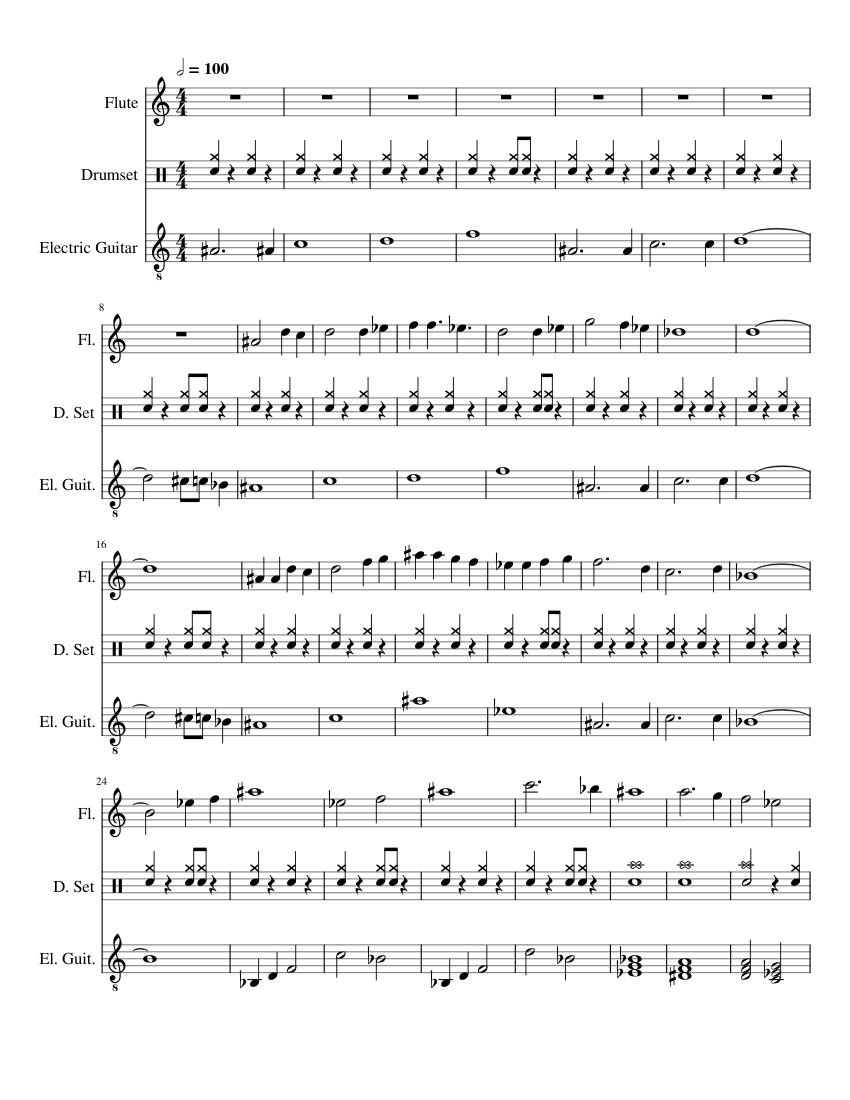 The Odyssey 2 Main Theme Sheet music for Flute, Guitar, Drum group ...