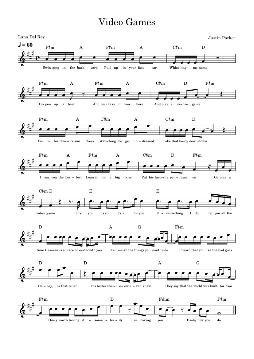 Video games – Lana Del Rey Sheet Music with Chords for Piano (Solo ...