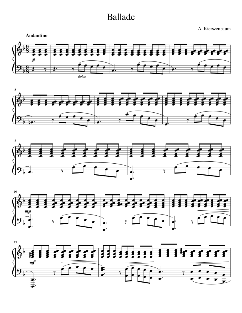 Ballade Sheet music for Piano (Solo) | Musescore.com