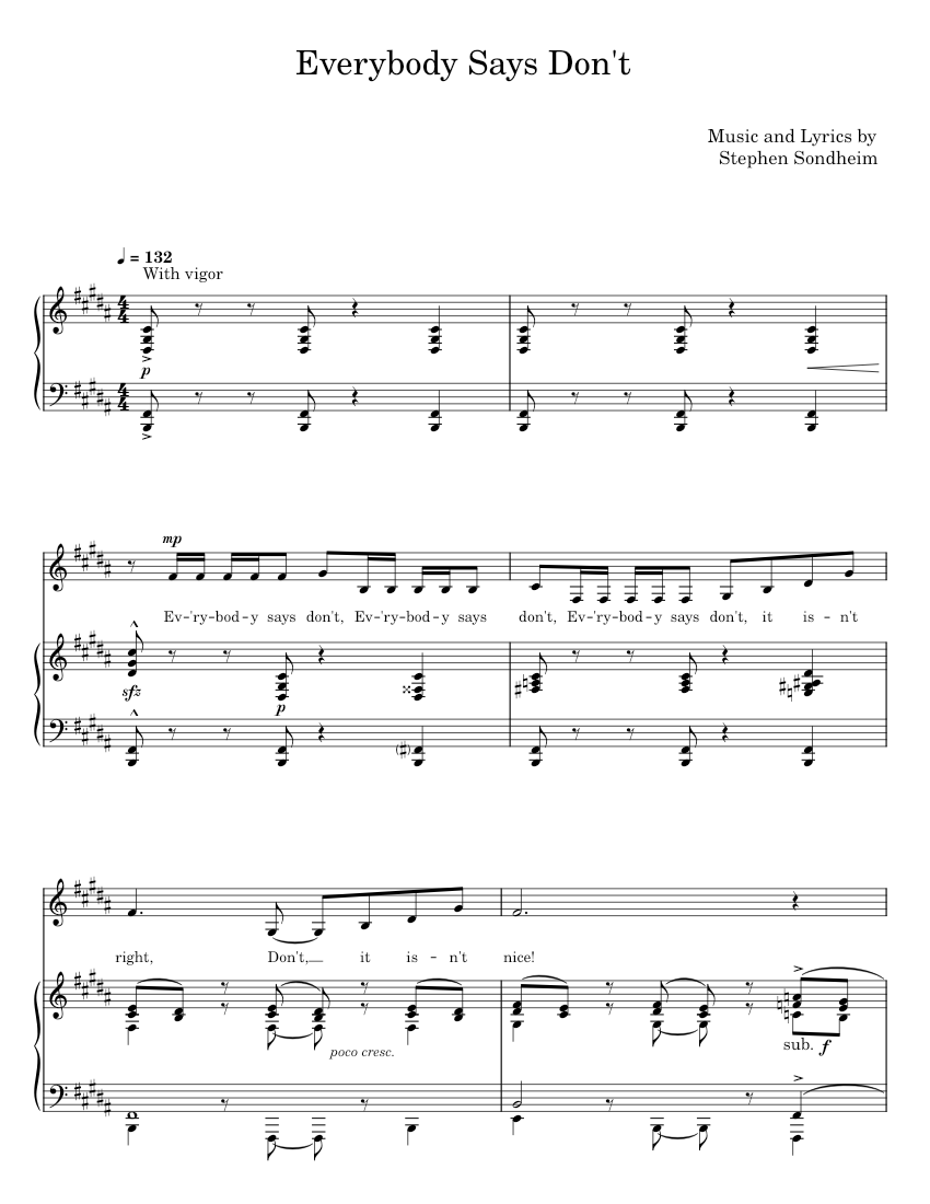 Everybody Says Don't - Stephen Sondheim Sheet music for Piano ...
