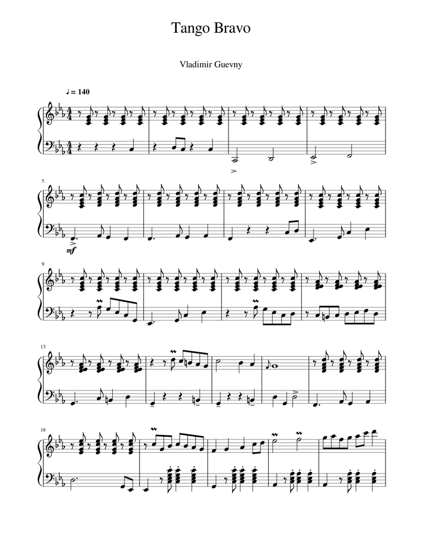 Tango Bravo Sheet music for Piano (Solo) | Musescore.com