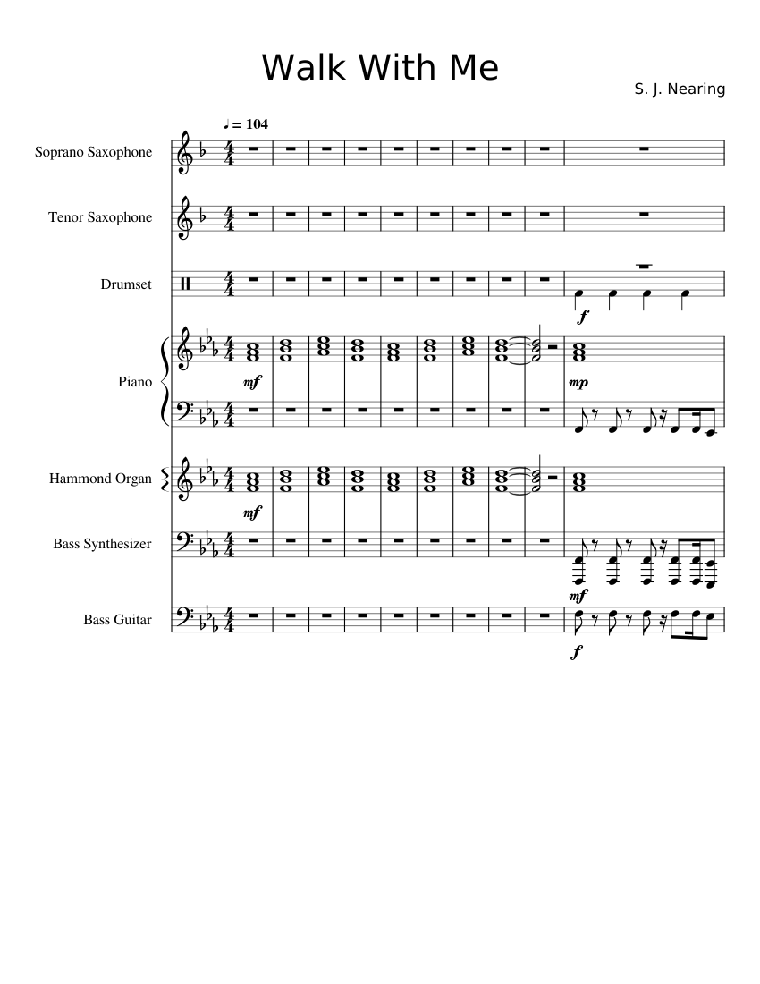 Walk With Me Sheet music for Piano, Organ, Saxophone tenor, Bass guitar ...