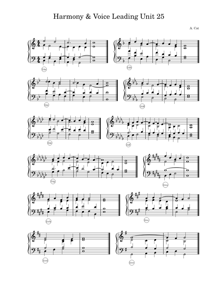 Harmony & Voice Leading Unit 25 Exercises Sheet music for Organ (Solo ...