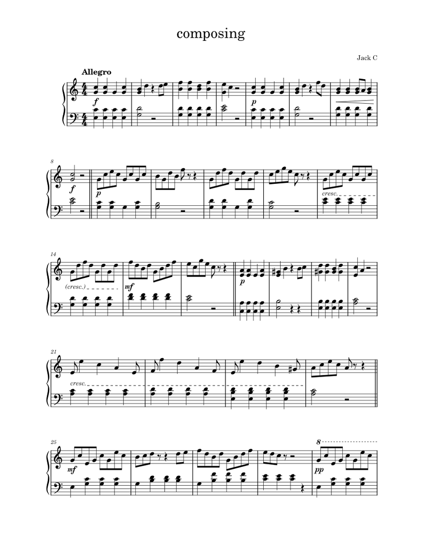 Composing final final composing Sheet music for Piano (Solo) Easy ...