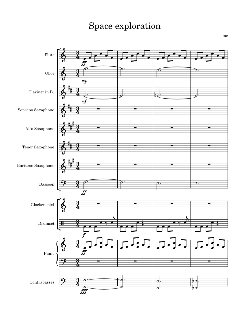 Space exploration Sheet music for Piano, Flute, Oboe, Bassoon & more ...