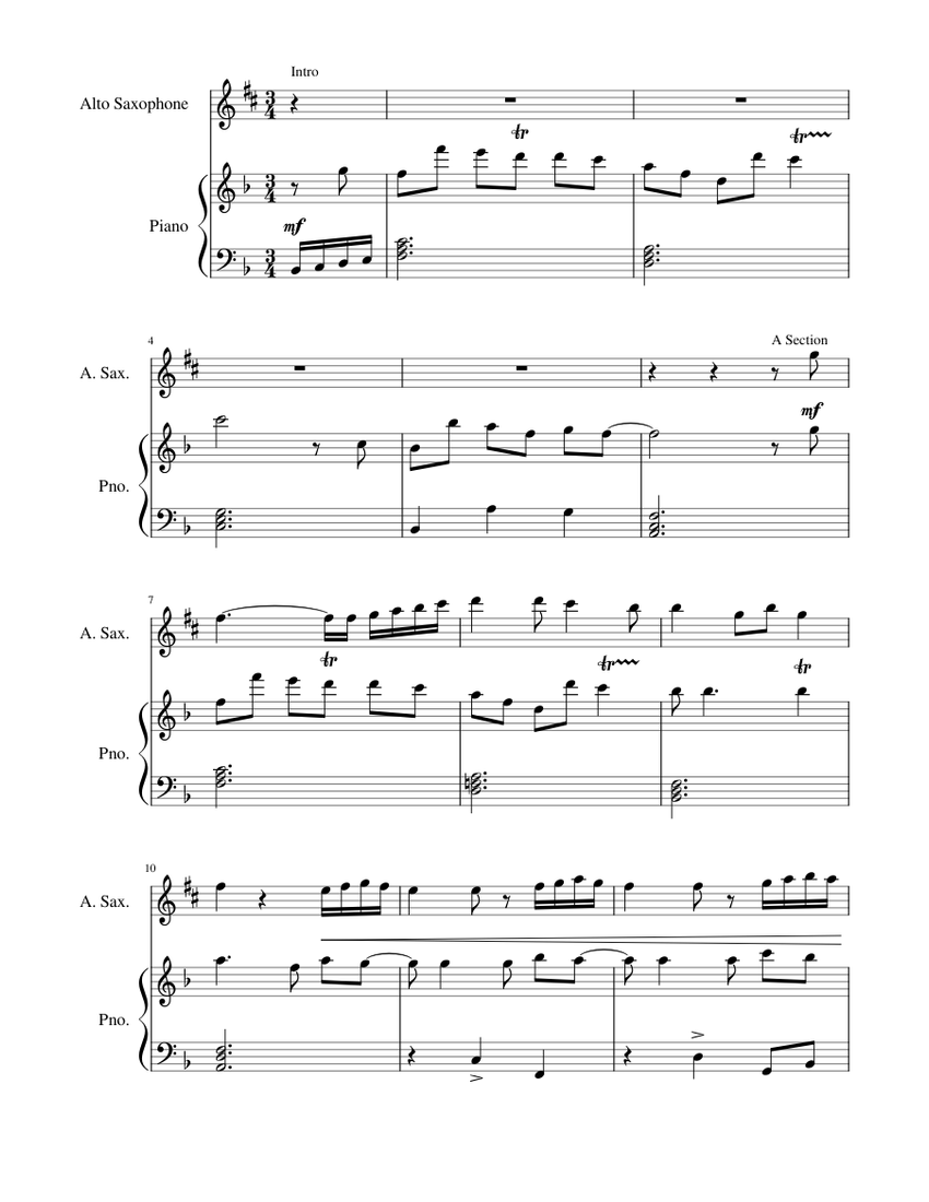 comp Sheet music for Piano, Saxophone alto (Solo) | Musescore.com