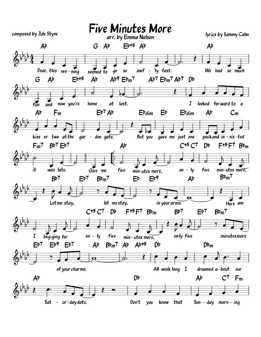Five Minutes More Sheet music for Piano (Solo) | Musescore.com