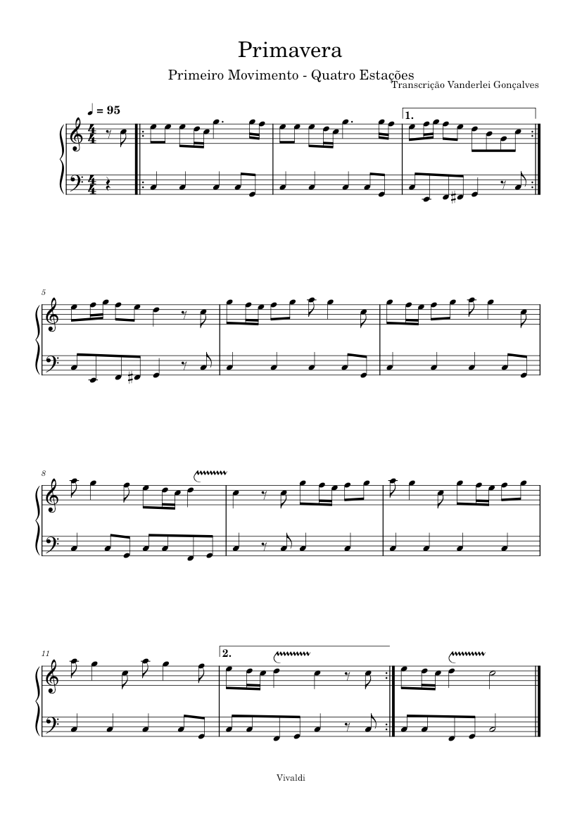 La Primavera – Antonio Vivaldi Primavera – Antonio Vivaldi - Piano ...