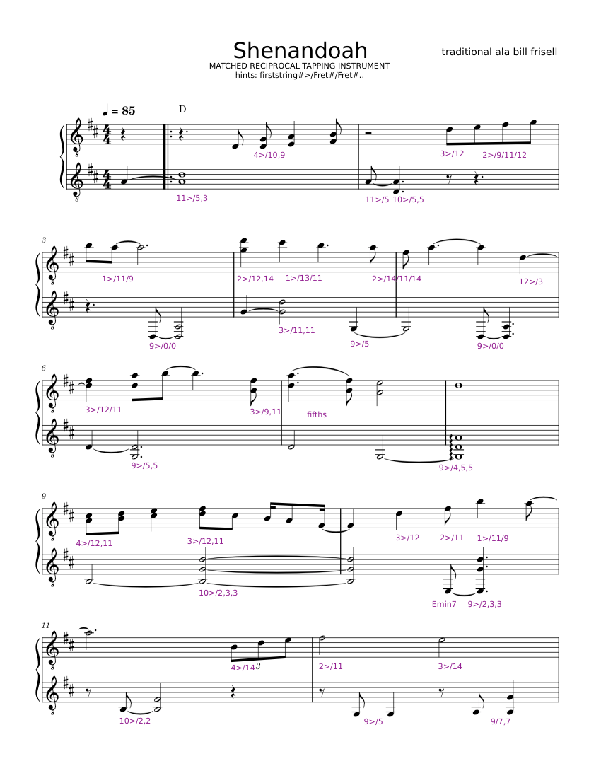 shenandoah (ala bf) Sheet music for Piano (Solo) Easy | Musescore.com