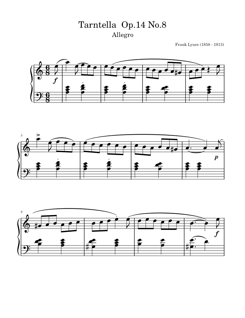 Tarantella, op.14, No.8 Tarantella-Op.-14-No.-8/Frank Lynes Sheet Music ...