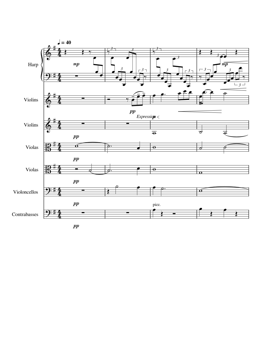Piece for String Ensemble and Harp Sheet music for Harp, Strings group (String Ensemble ...
