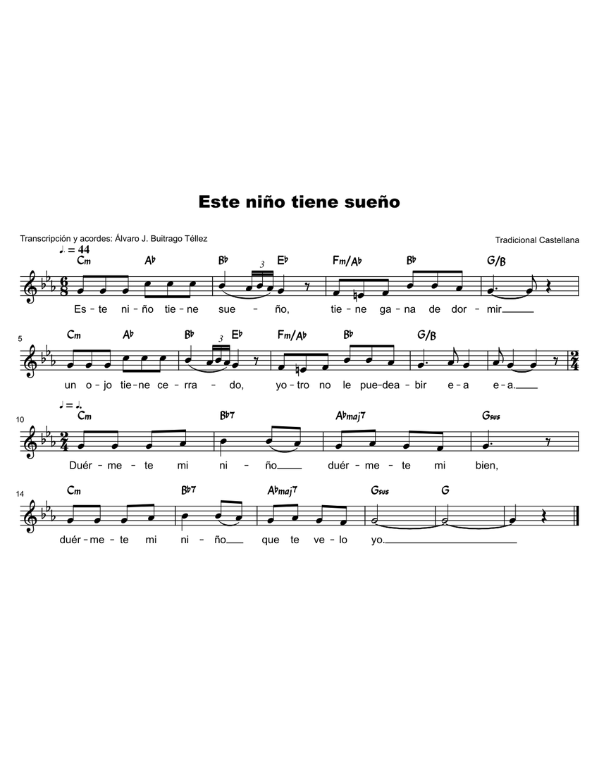 Este nino tiene sueno Sheet music for Piano (Solo) Easy | Musescore.com