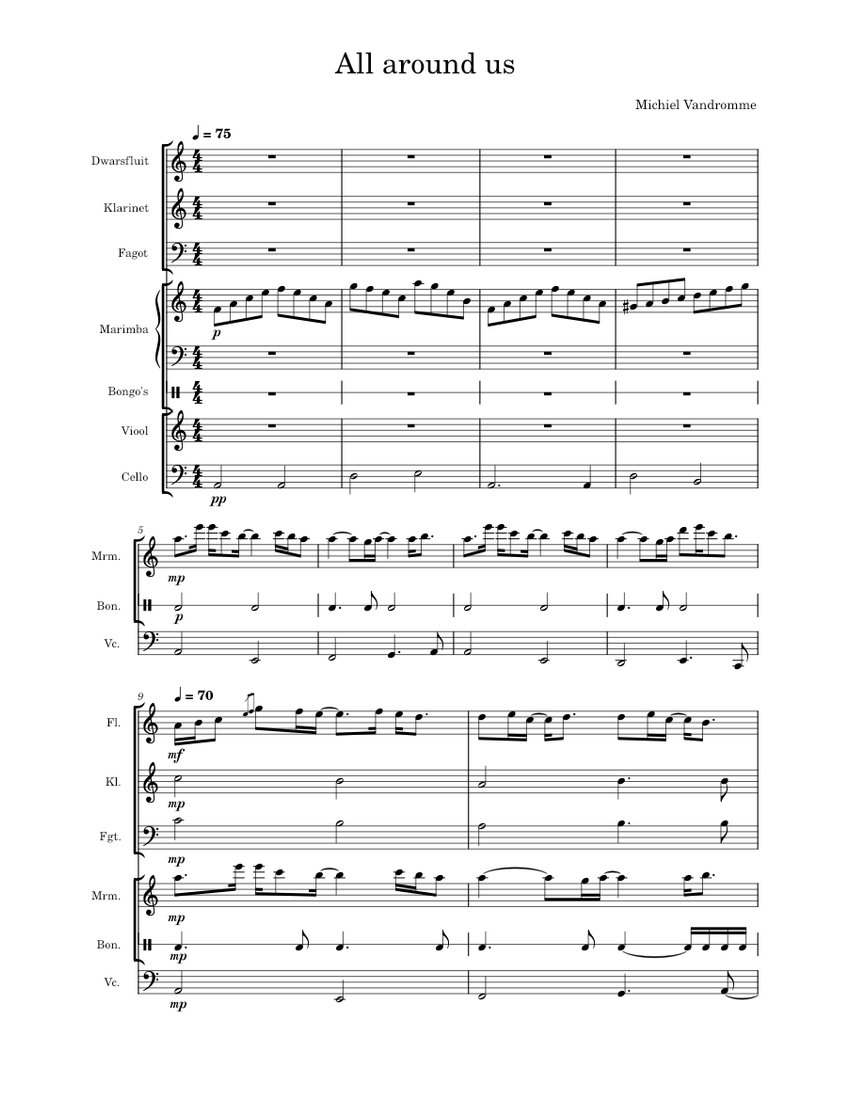 All Around Us Sheet music for Flute, Bassoon, Violin, Cello & more ...