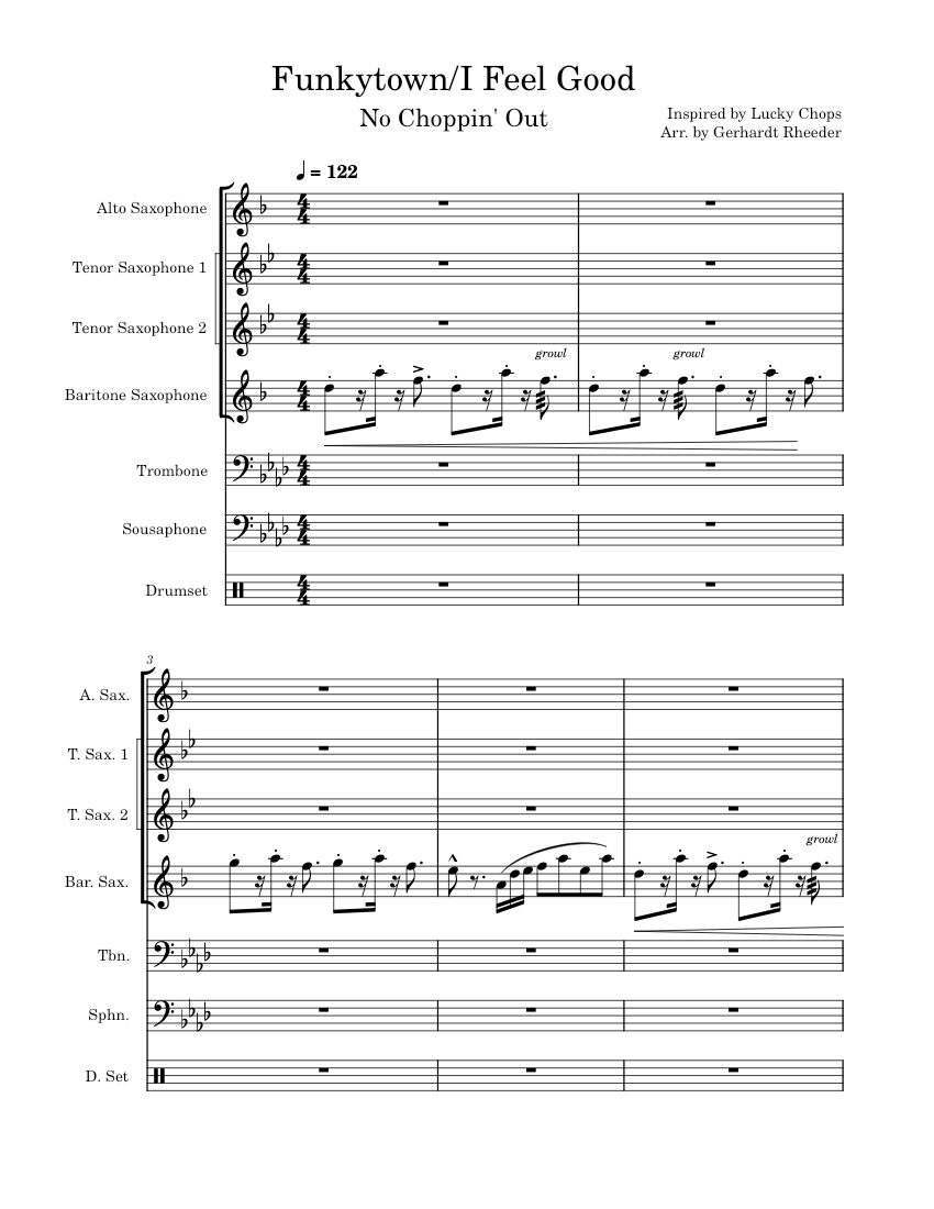 Funkytown / I Feel Good – Lucky Chops Sheet music for Trombone ...