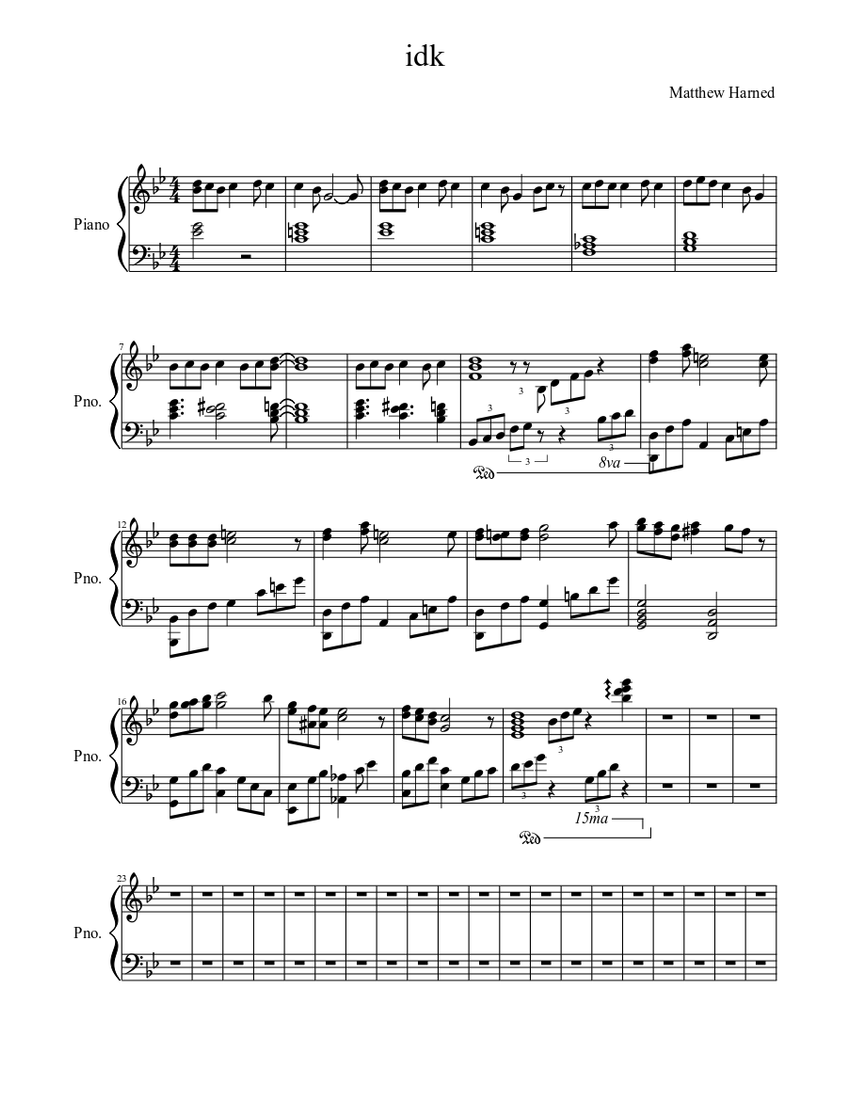 song in B flat Sheet music for Piano (Solo) | Musescore.com